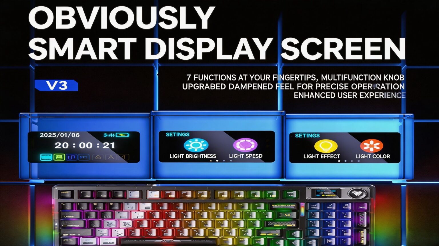 AULA F98Pro V3 Mechanical Keyboard | Tri-Mode Smart Screen